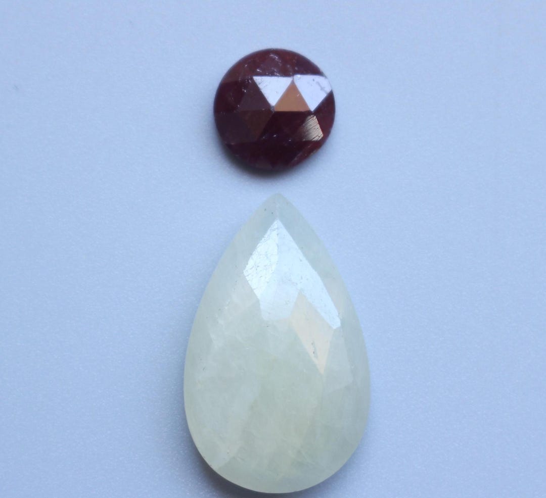 Rose Cut Set Gemstone, Natural Sapphire & Ruby Rose Cut Faceted ...