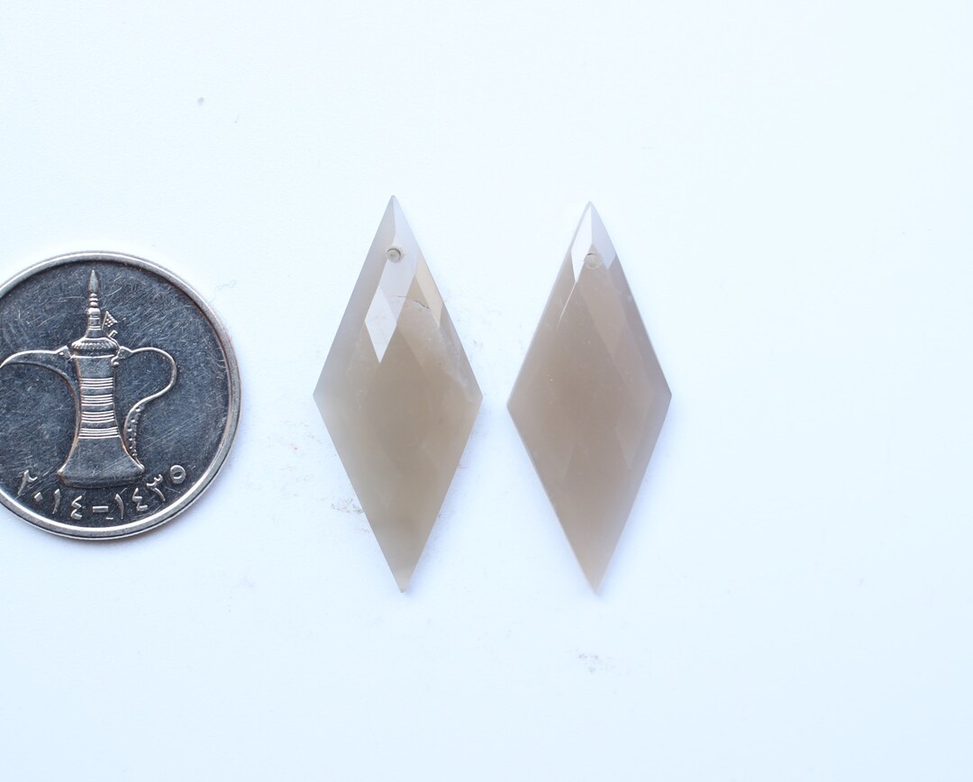 Pair Gemstone Natural Untreated Chocolate Moonstone Rose Cut Faceted ...