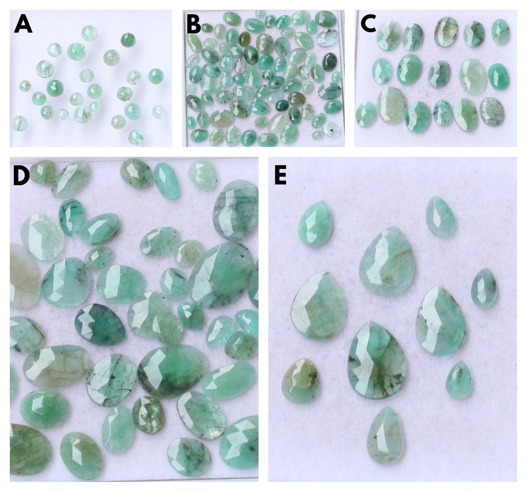 EMERALD ROSE CUT Gemstone Pairs Emerald Rose Cut Faceted Slices Pairs ...