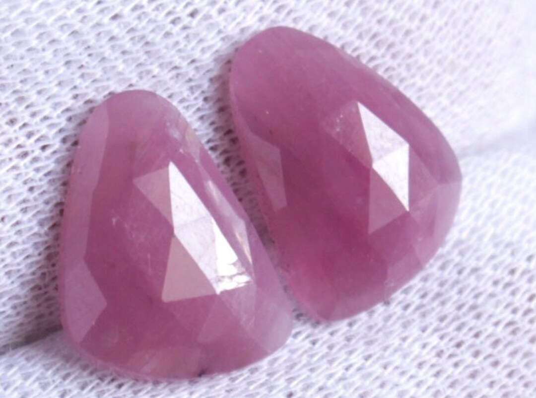 AAA+ NATURAL RUBY Rose Cut One Side Faceted Flat Back Pair, Rose Cut ...