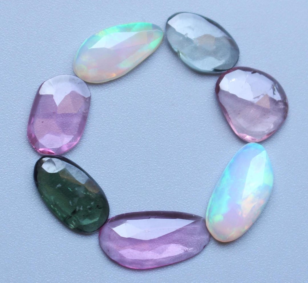 Rose Cut Set Lot Gemstone, 100% Natural Ethiopian Opal & Tourmaline ...