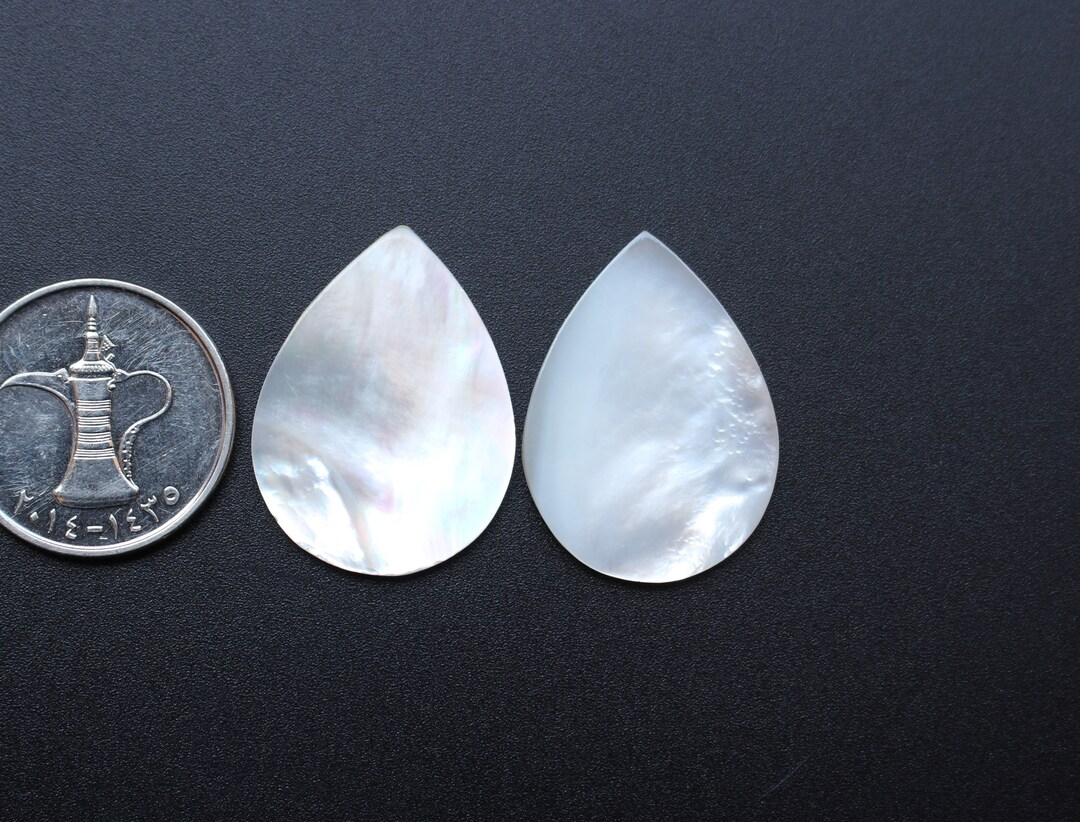 Pairs Gemstone White Pearl Shell Pear Shape Smooth Cabochon Pear Pair ...