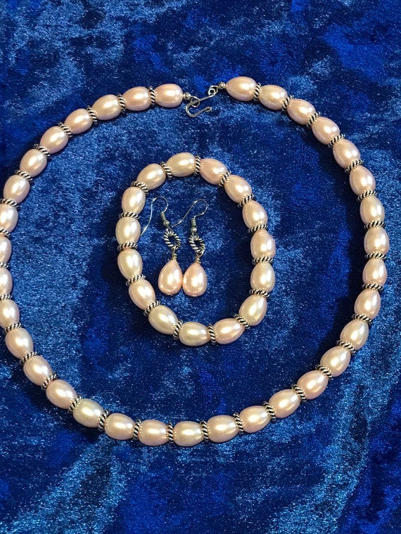 Beautiful Pink Pearl Jewellery Set | Etsy