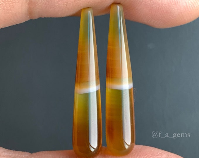 Yellow Agate Long Teardrop Matching Pair|agates Drops|agates|pair ...