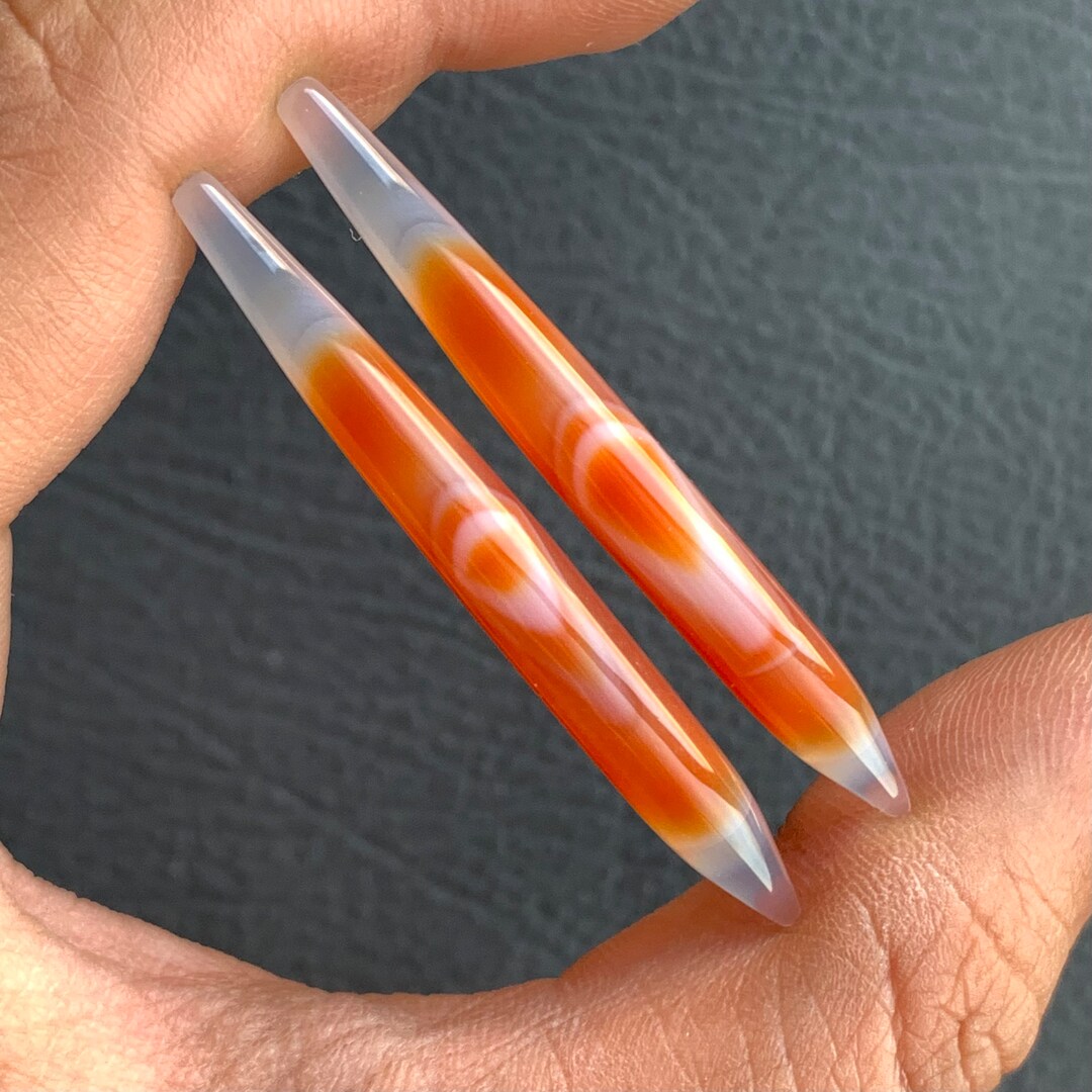 Carnelian Chalcedony Long Teardrop Pair carnelian Teardrop - Etsy