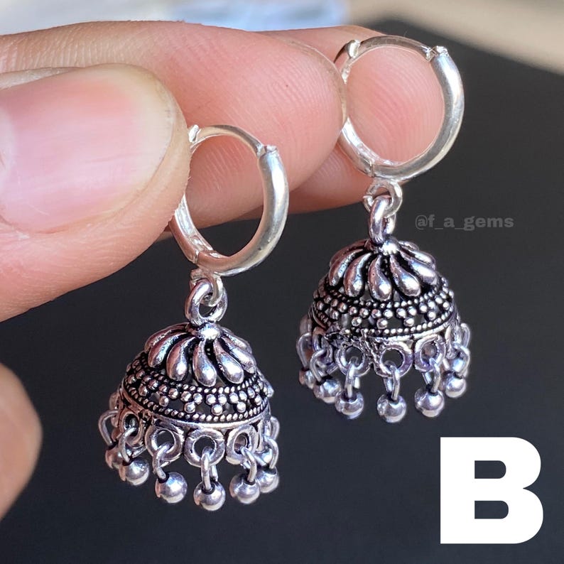 Silver Jhumka Hoop Earrings • Indian Style Jhumka • Jhumka Earrings ...