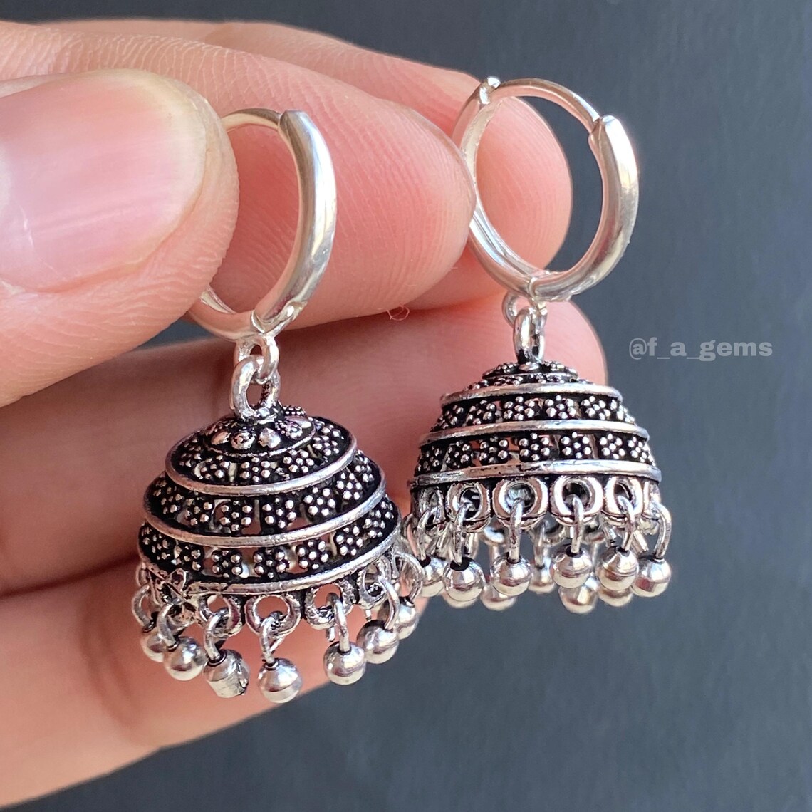 Silver Jhumka Hoop Earrings • Indian Style Jhumka • Jhumka Earrings ...