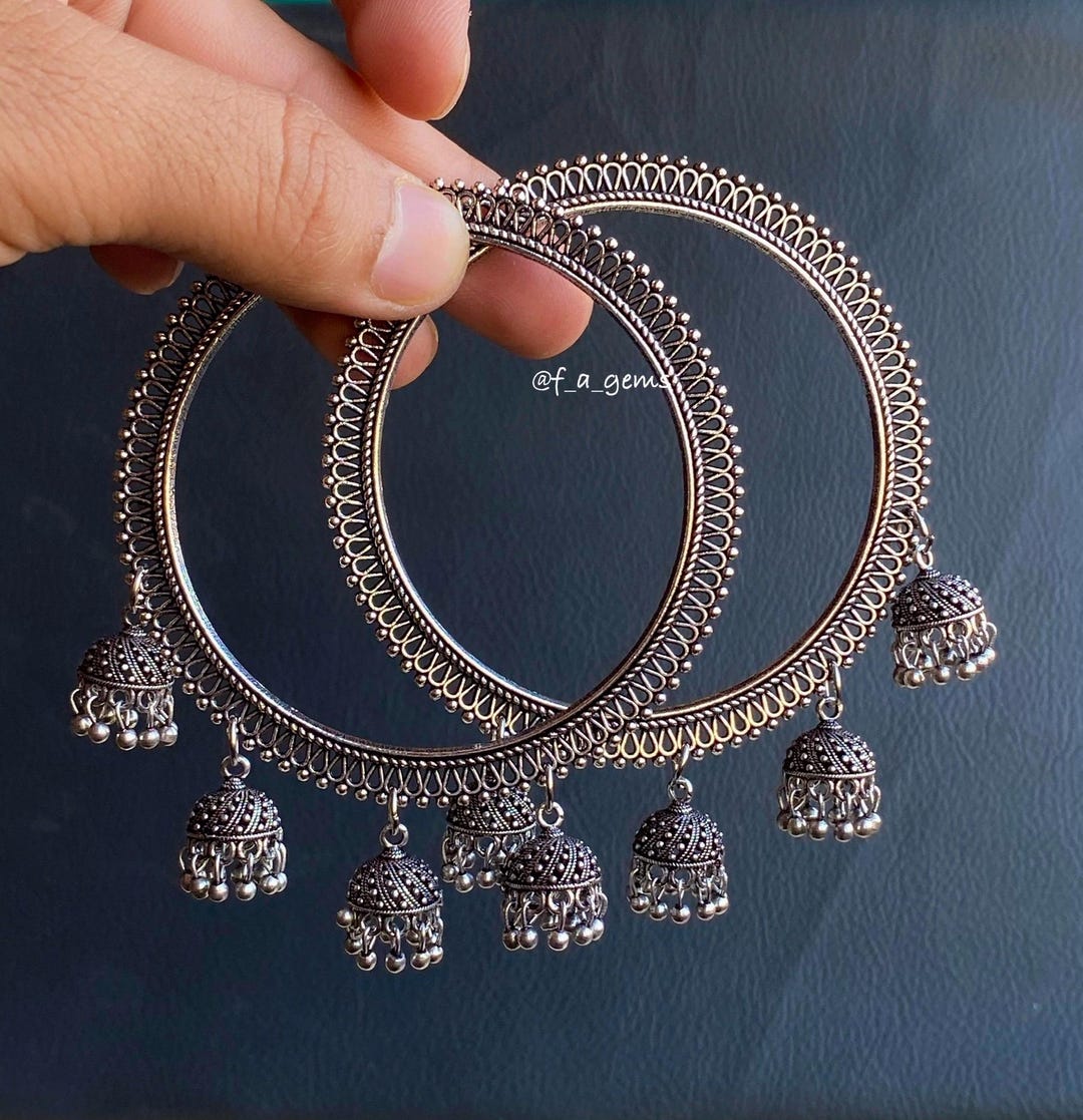 Silver Jhumka Bangles • Indian Style Bangles • Punjabi Bangles • Jhumka ...