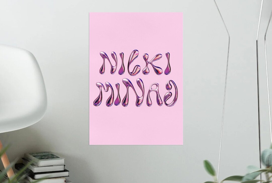 Nicki Minaj Poster Barb Barbie Ice Spice Pink Bubble Font Metallic Pop ...