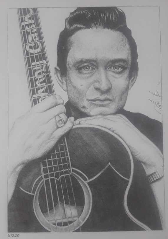 Limited edition print from original custom Johnny Cash | Etsy