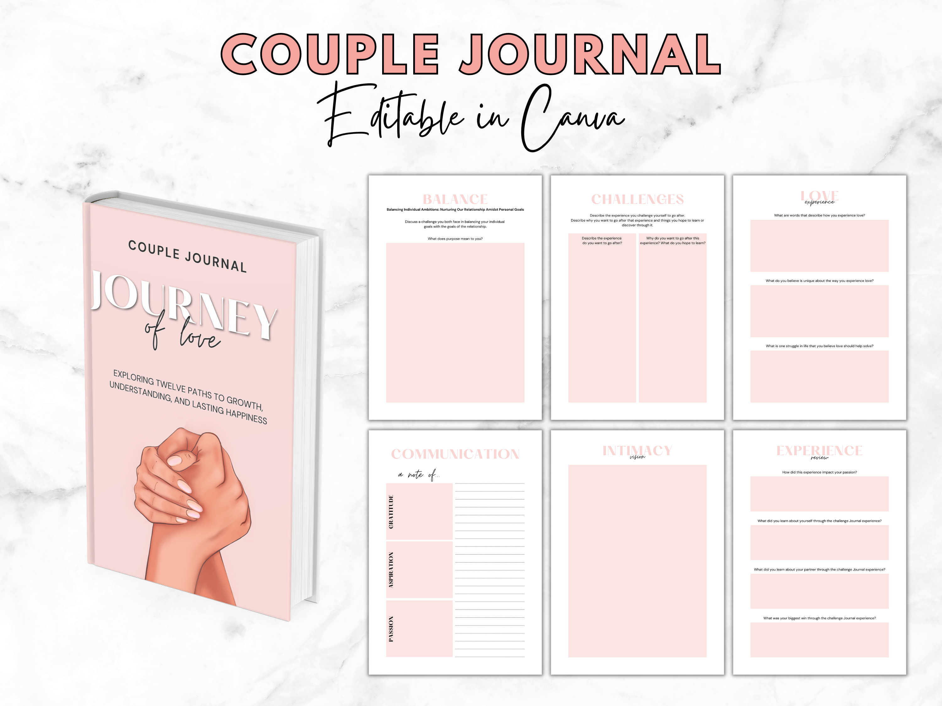 PLR Couple Journal, Editable Couple Journal Canva, Relationship Journal ...