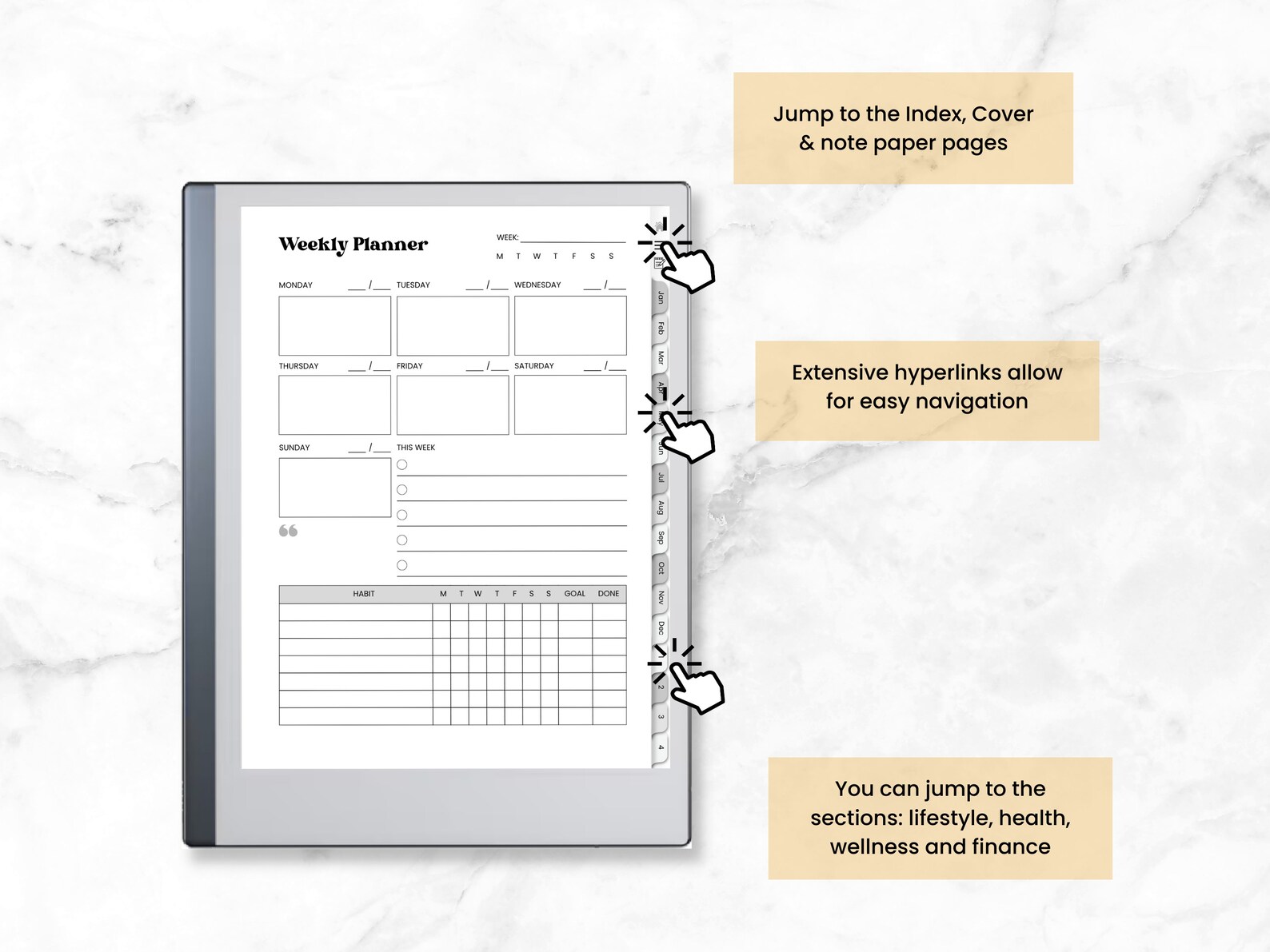 Remarkable 2 Digital Planner Template, Remarkable Canva Template ...