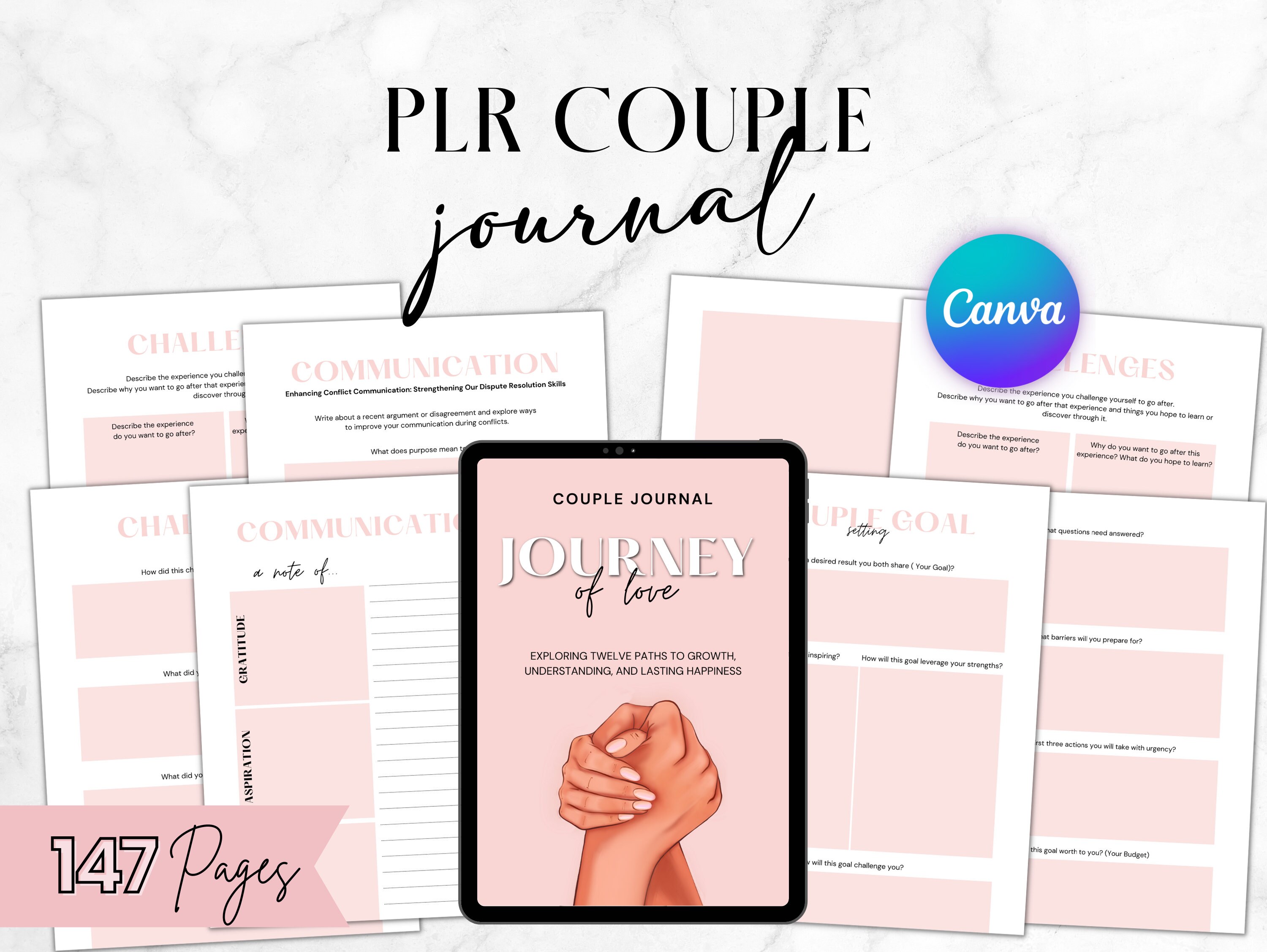 PLR Couple Journal, Editable Couple Journal Canva, Relationship Journal ...