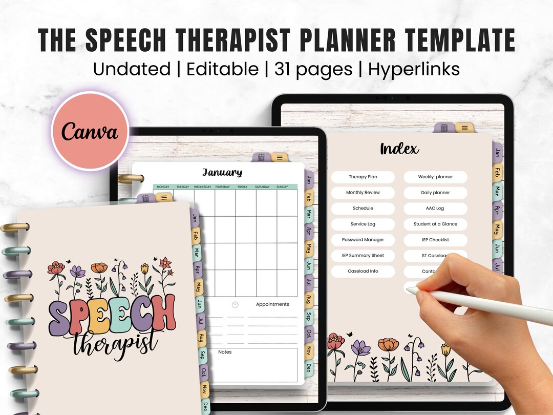 Speech Therapy Planner, Speech Canva Planner Template, IEP Planner, SLP ...