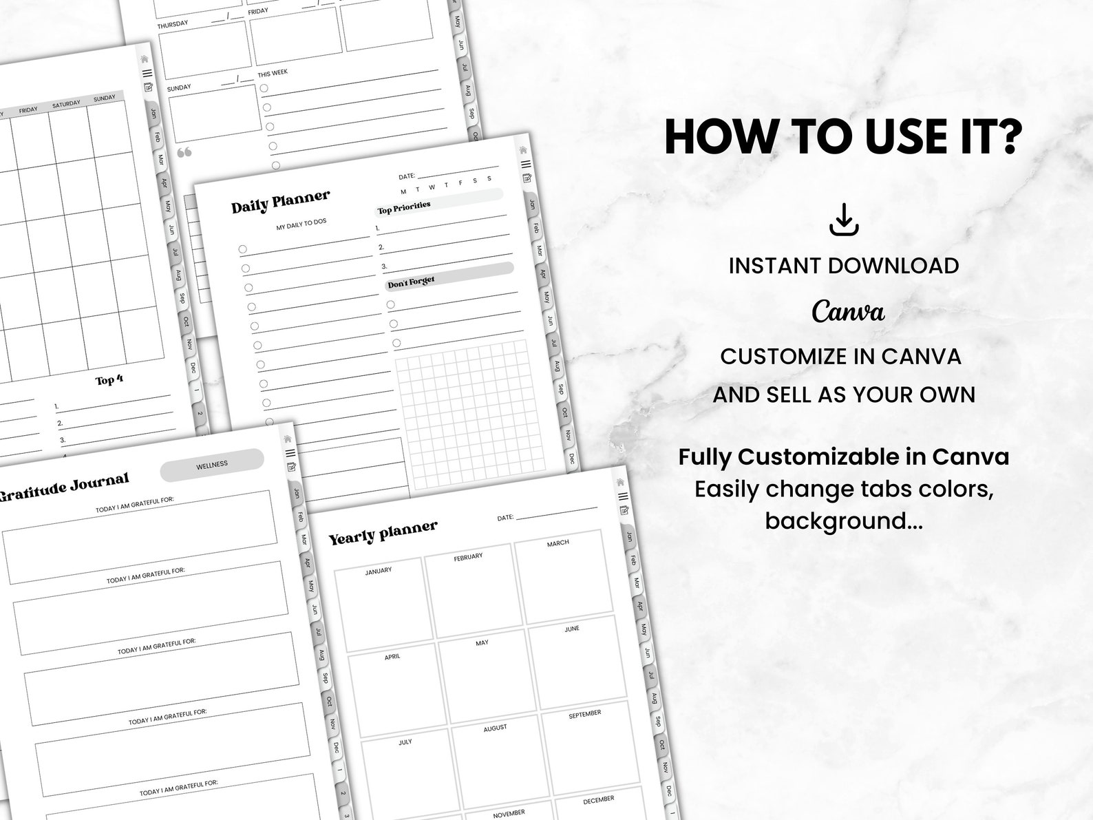 Remarkable 2 Digital Planner Template, Remarkable Canva Template ...