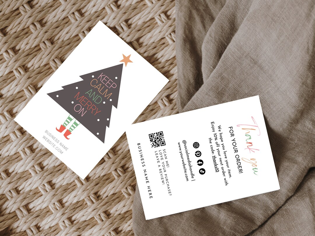 Funny Christmas Tree Business QR Code Thank You Card Template - Etsy