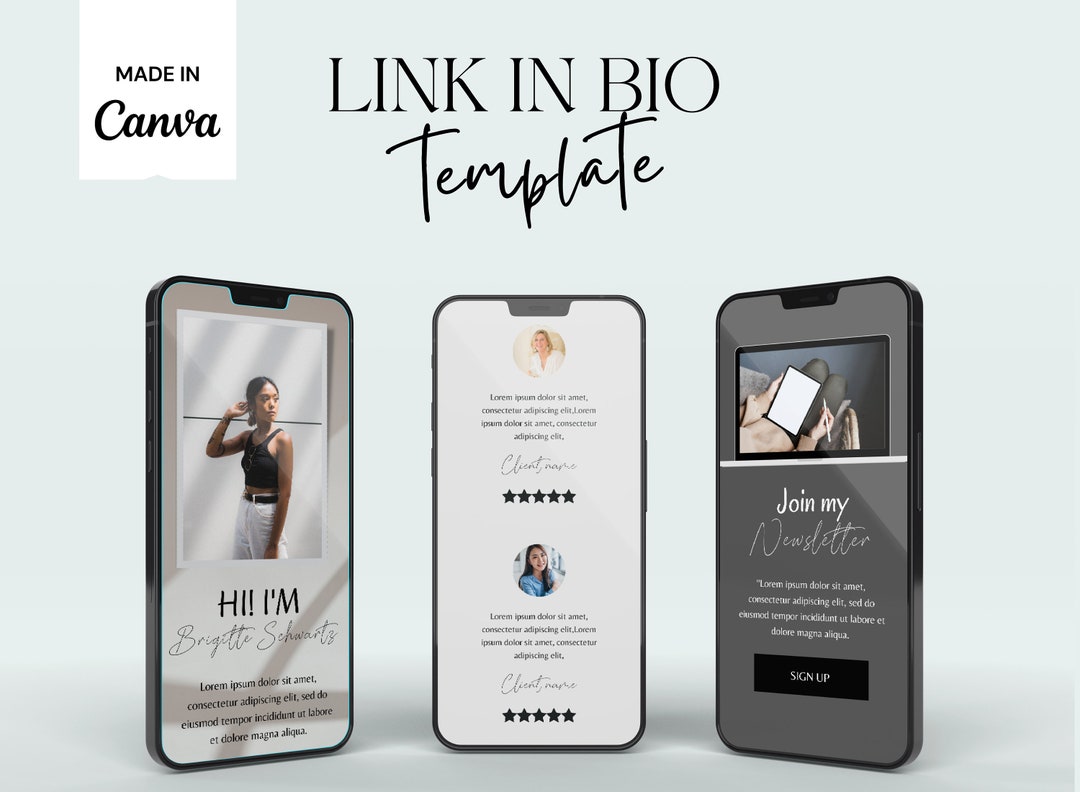 PLR Black Link in Bio Instagram Template, Instagram Bio Link Website, Canva Instagram Link ...