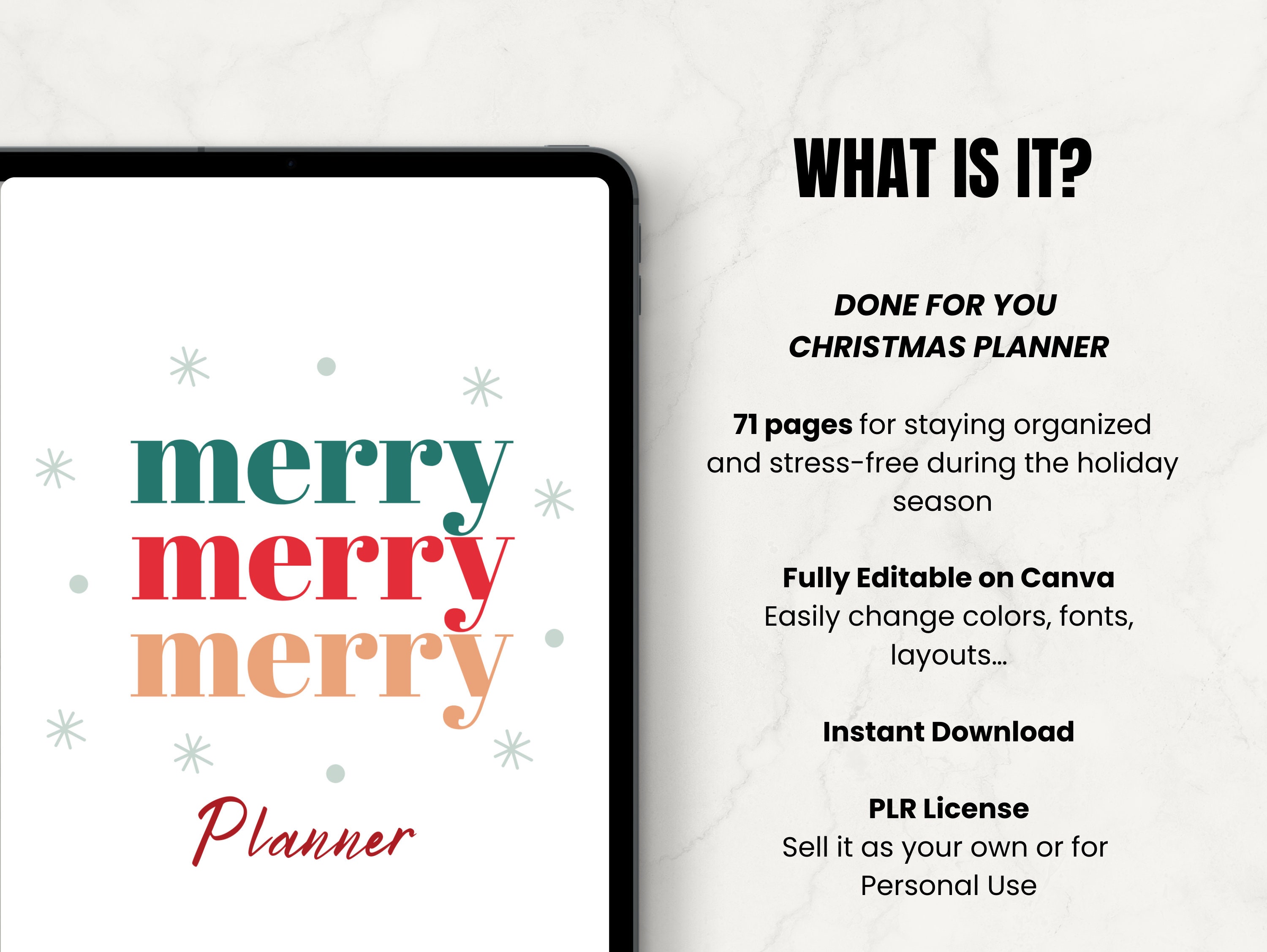 Christmas Planner Printable Canva Template With PLR License, Private ...
