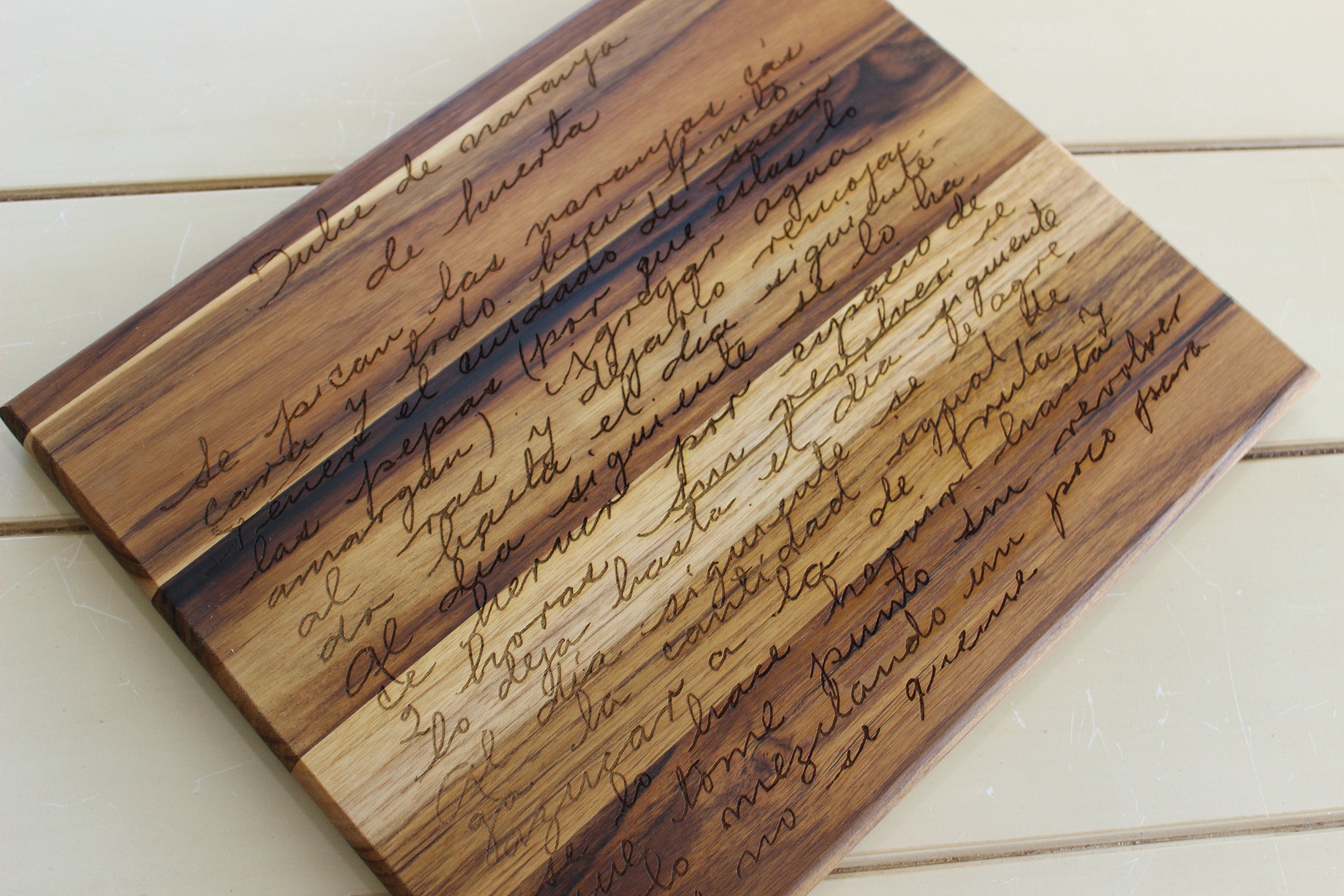 Laser Engraved Handwritten Recipe on Custom Teak Butcher Block | Etsy