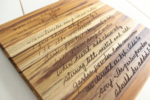 Laser Engraved Handwritten Recipe on Custom Teak Butcher Block | Etsy