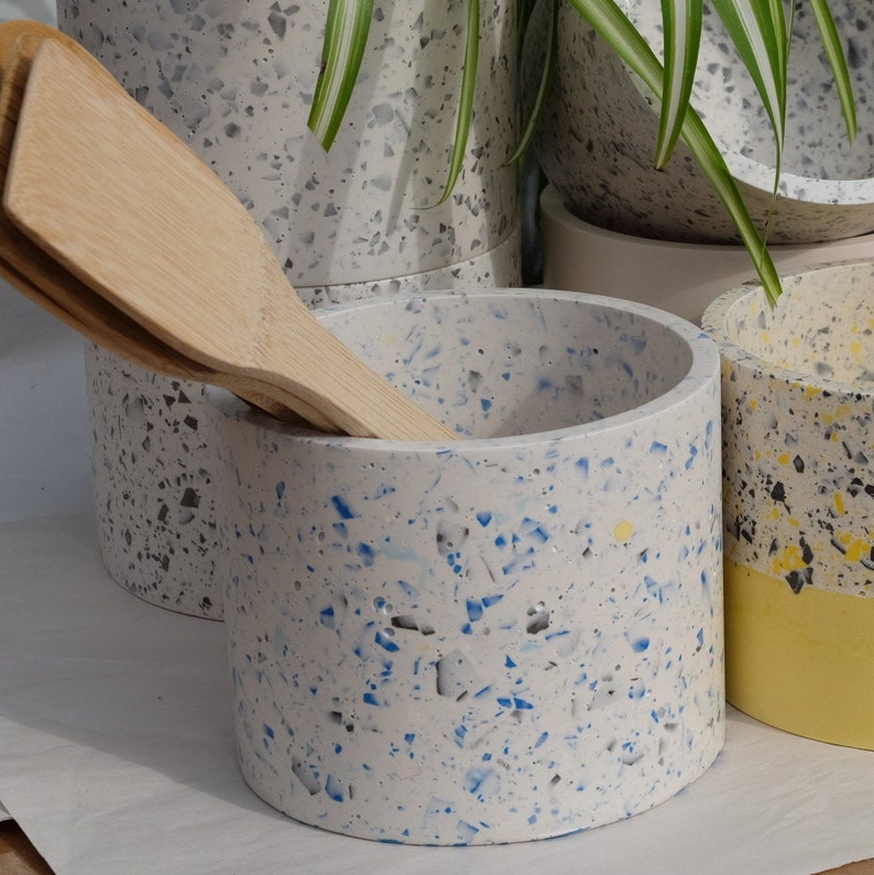 15cm/6in Large Round Terrazzo Jesmonite Pot Storage Pot Pot Cover ...