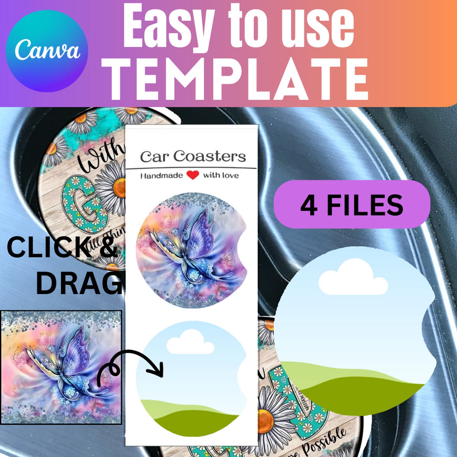 Car Coaster Mock up Template - Etsy