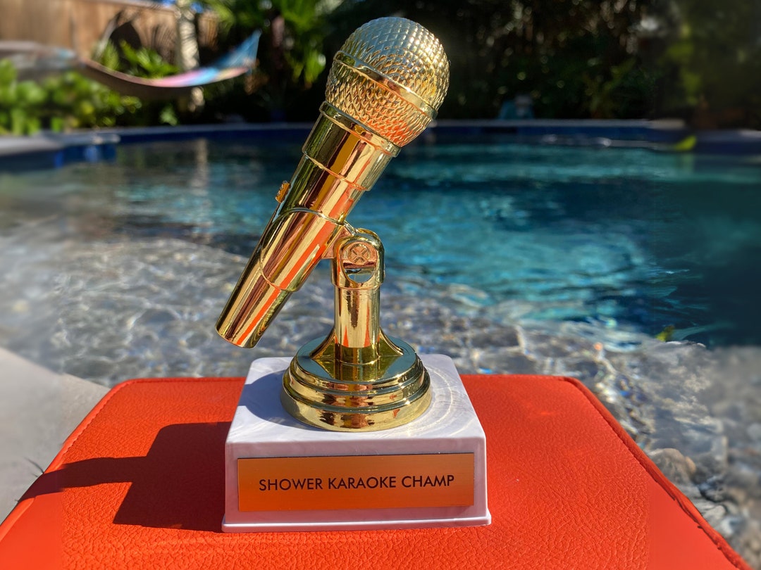 Shower Karaoke Champ Award Nostalgic Vintage Style Runner Trophy ...