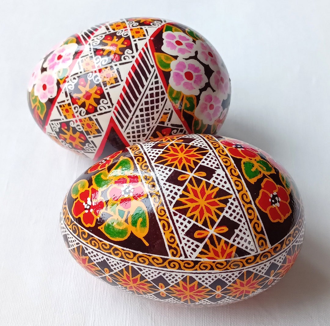 Set of 2 Goose Real Ukrainian Hand Painted Pysanky Easter Eggs - Etsy