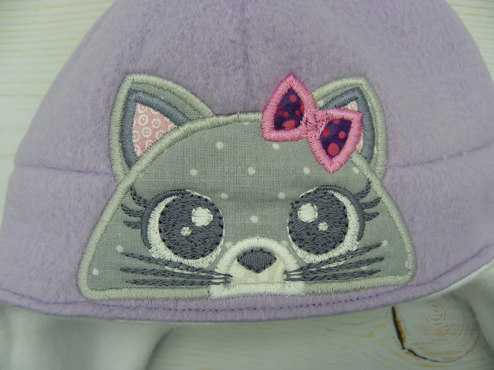 Child Winter Fleece Hat/girl Fleece Hat/ Fleece Hat With Cat Design ...