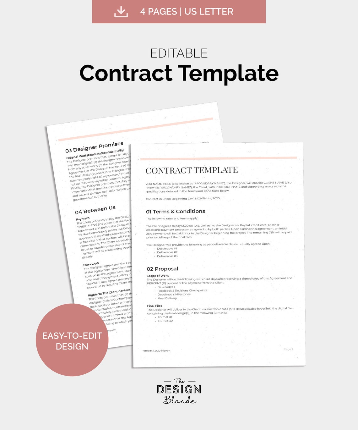 Freelance Contract Template Graphic Designer Client Contract - Etsy