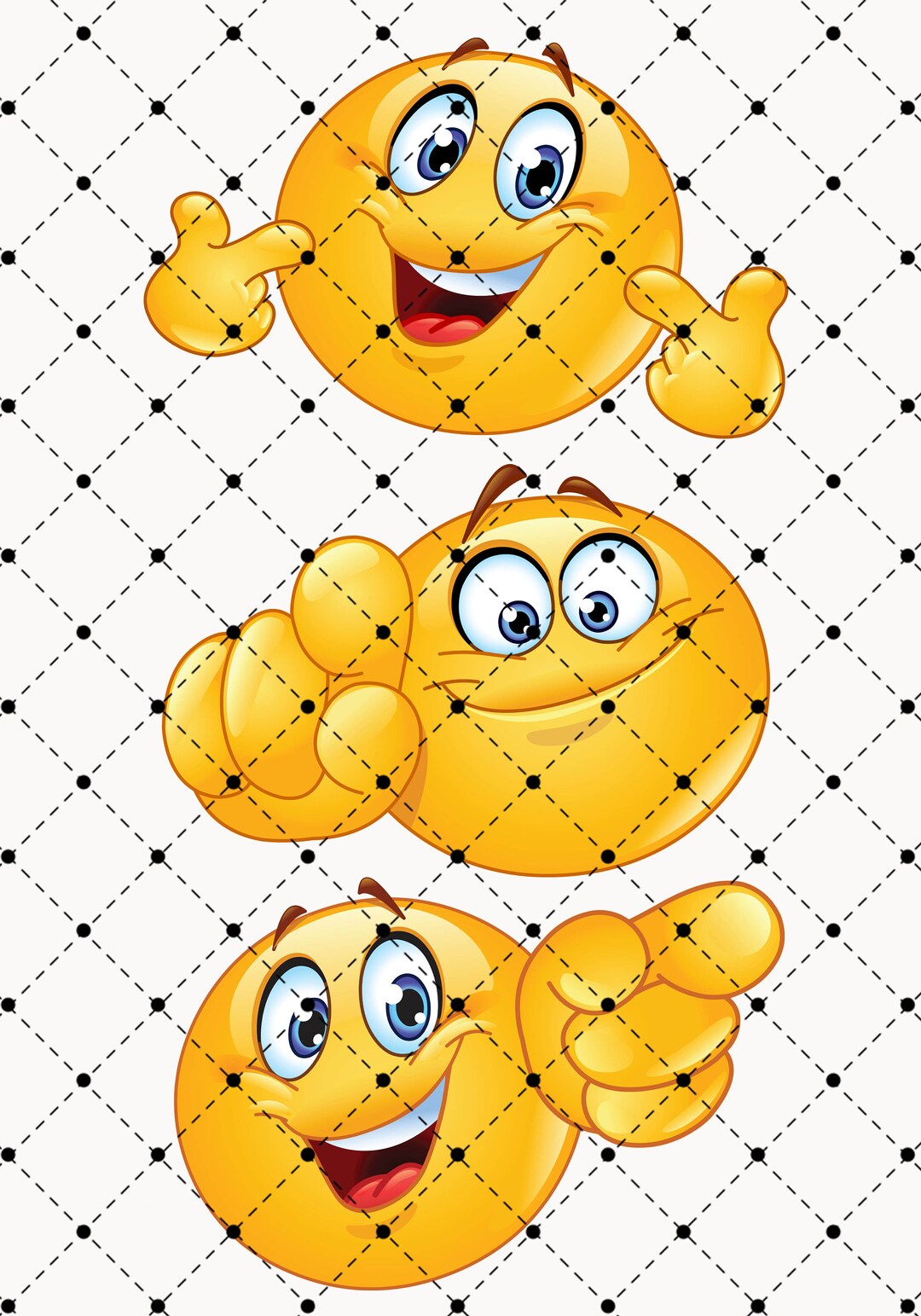 3 X Pointing Smiley Emoji Emoticons Icons Faces Digital - Etsy