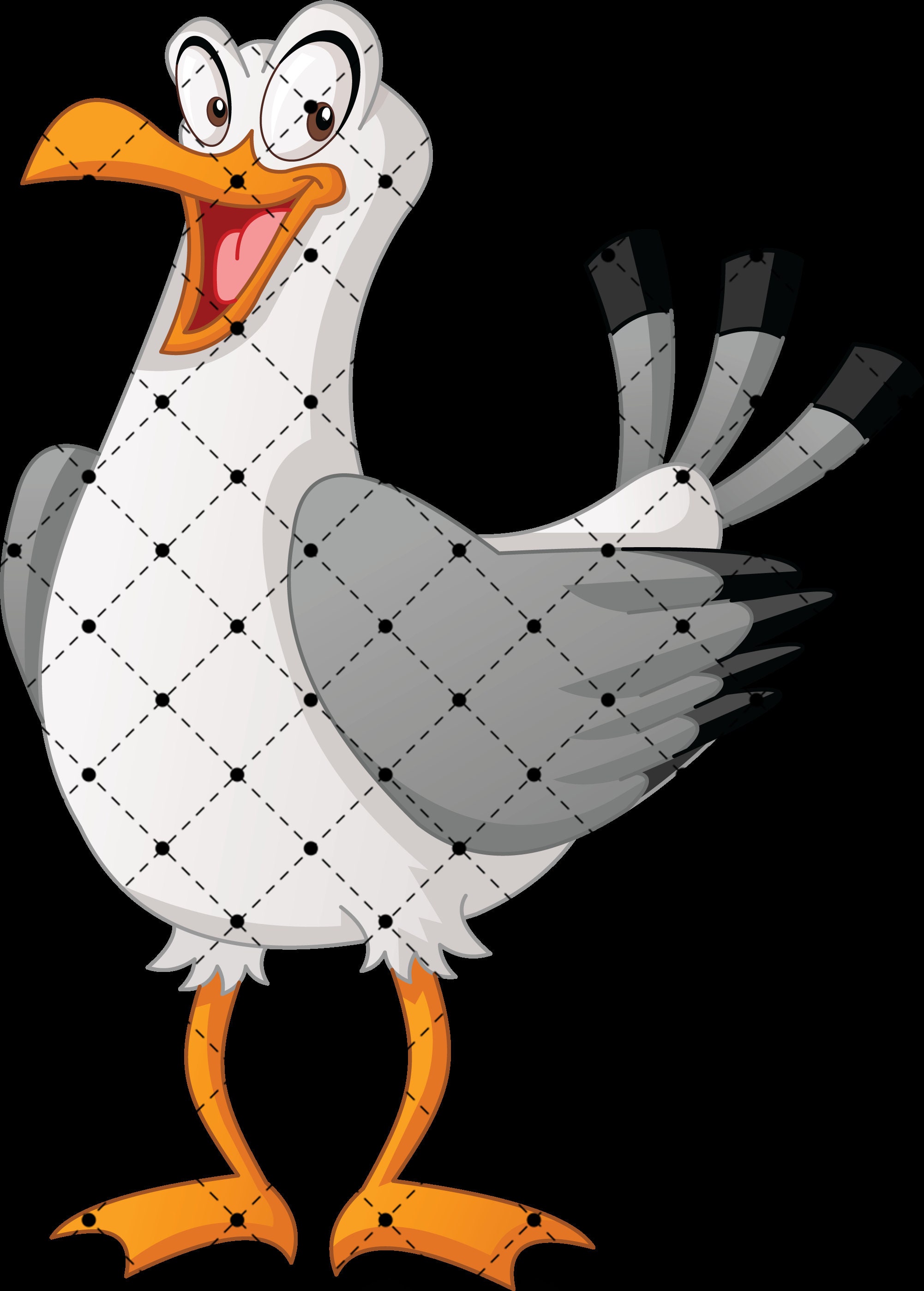 Smiling Seagull Cartoon Drawing PNG for Sublimation Printing or ...