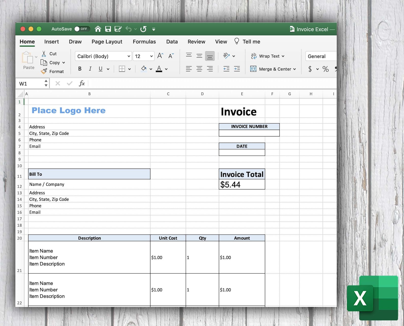 Excel Template Invoice Invoice Form Invoice Excel Template Invoice ...
