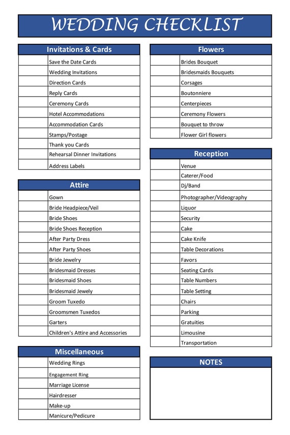 Lista De Verificación Para Una Boda Elegante