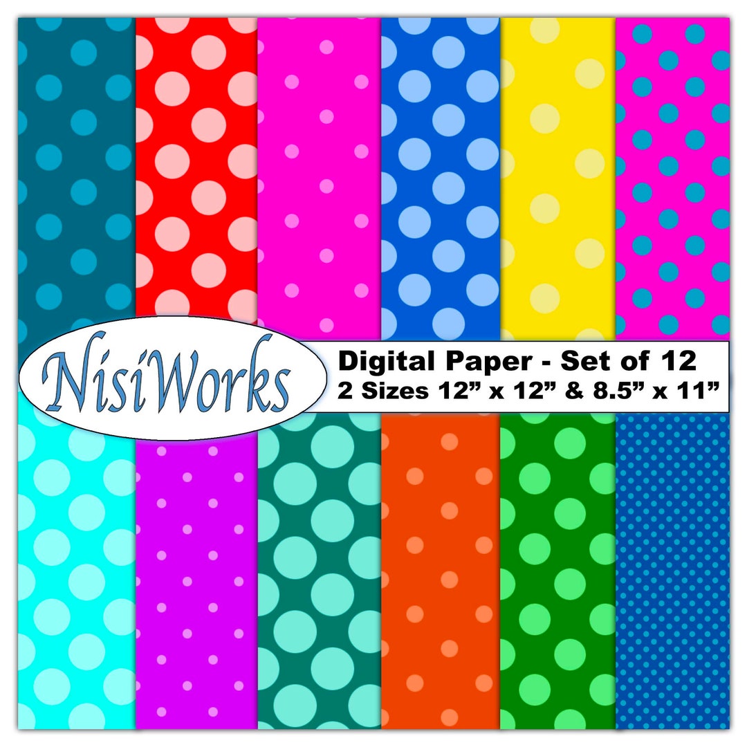 Digital Paper Polka Dots Printable Paper Printable Color Dots Download ...