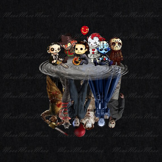 Chibi Horror Movie Characters Halloween Reflection PNG Digital | Etsy