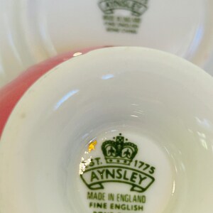 AYNSLEY RARE Pink and and Gold Teacup and Saucer With Four Open Roses ...