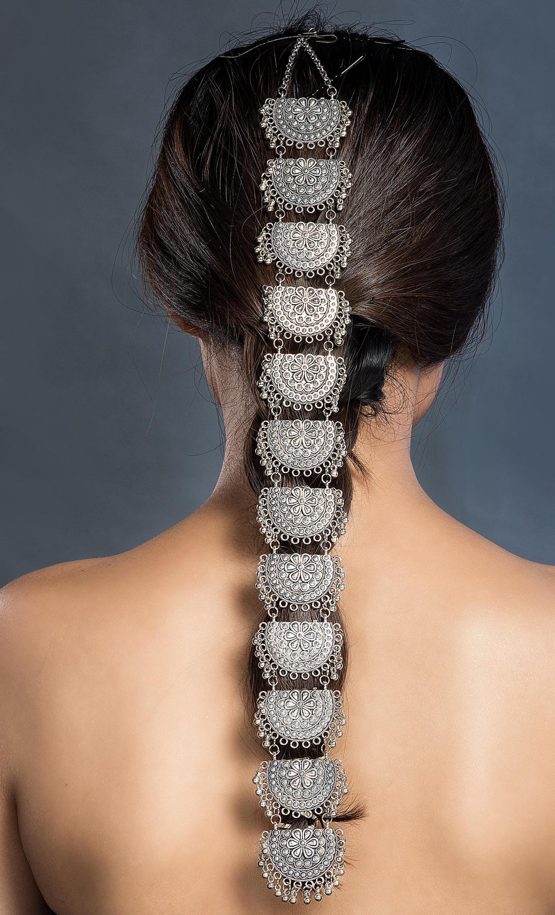 Oxidized Silver Braid Choti: Indian Wedding Hair Accessory - Etsy