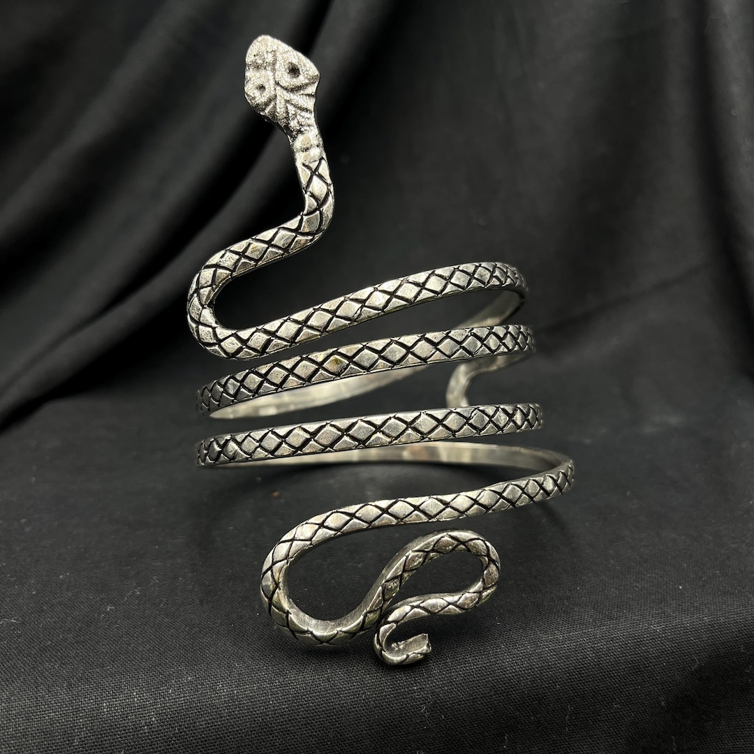 Silver Snake Arm Cuff Bracelet: Adjustable Boho Serpent Bangle - Etsy