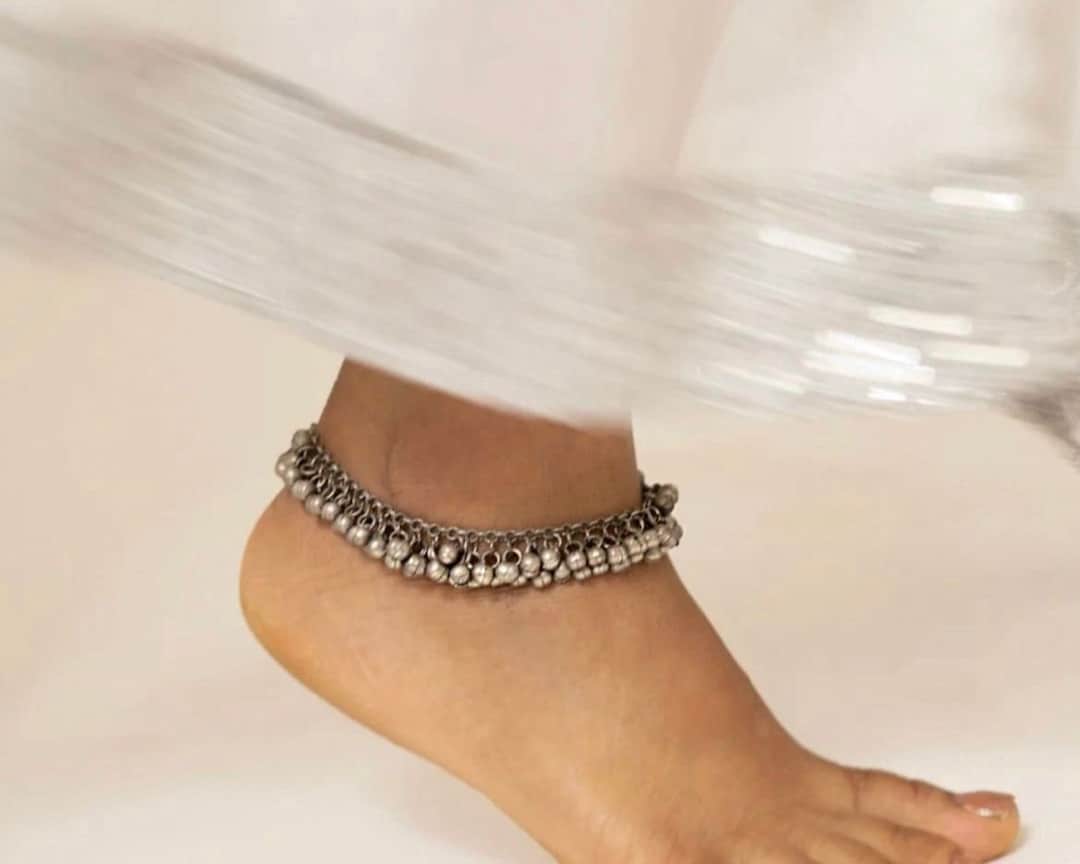 Oxidized Silver Plated Ghungru Anklets Paayal Payzeb Handmade Indian ...