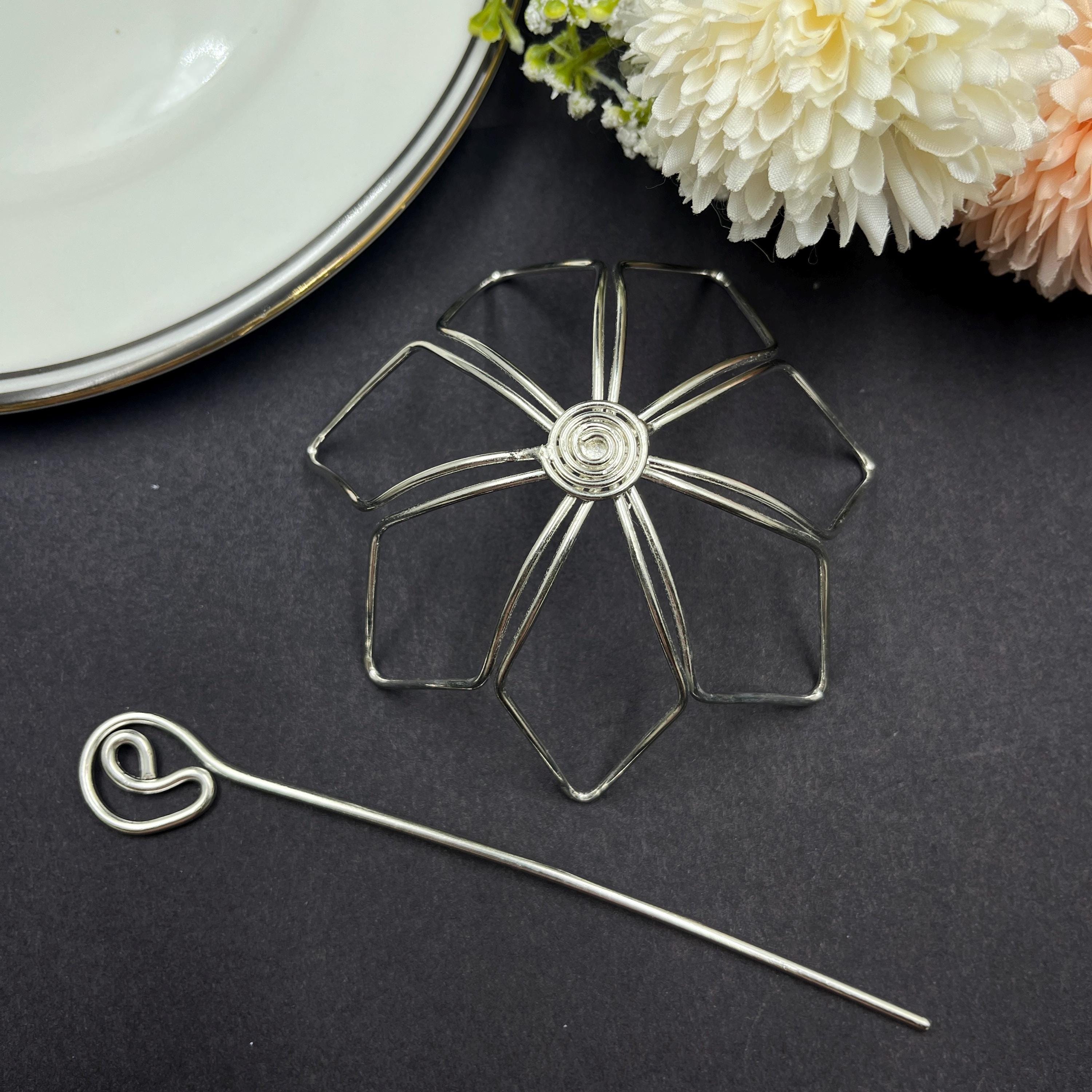 Silver Flower Hair Bun Cage With Fork Pin, Juda Hairstyle Accessory - Etsy