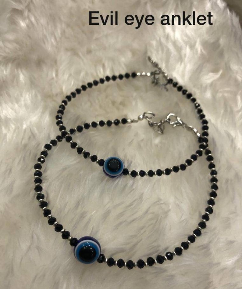 Evil Eye Anklet Black Bead Anklets Leg Anklet Evil Eye - Etsy