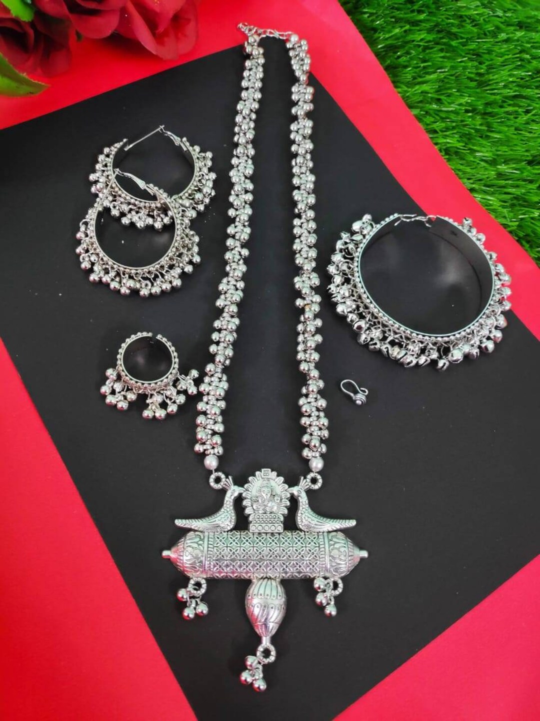 Indian Ghungroo German Silver Jewellery Set Oxidised Set of - Etsy