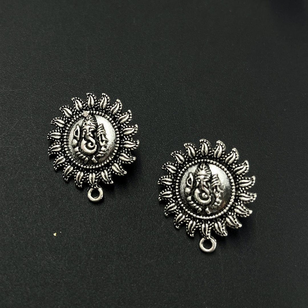 Lord Ganesha Stud Earrings Oxidized Jewellery Trendy Earrings Indian ...