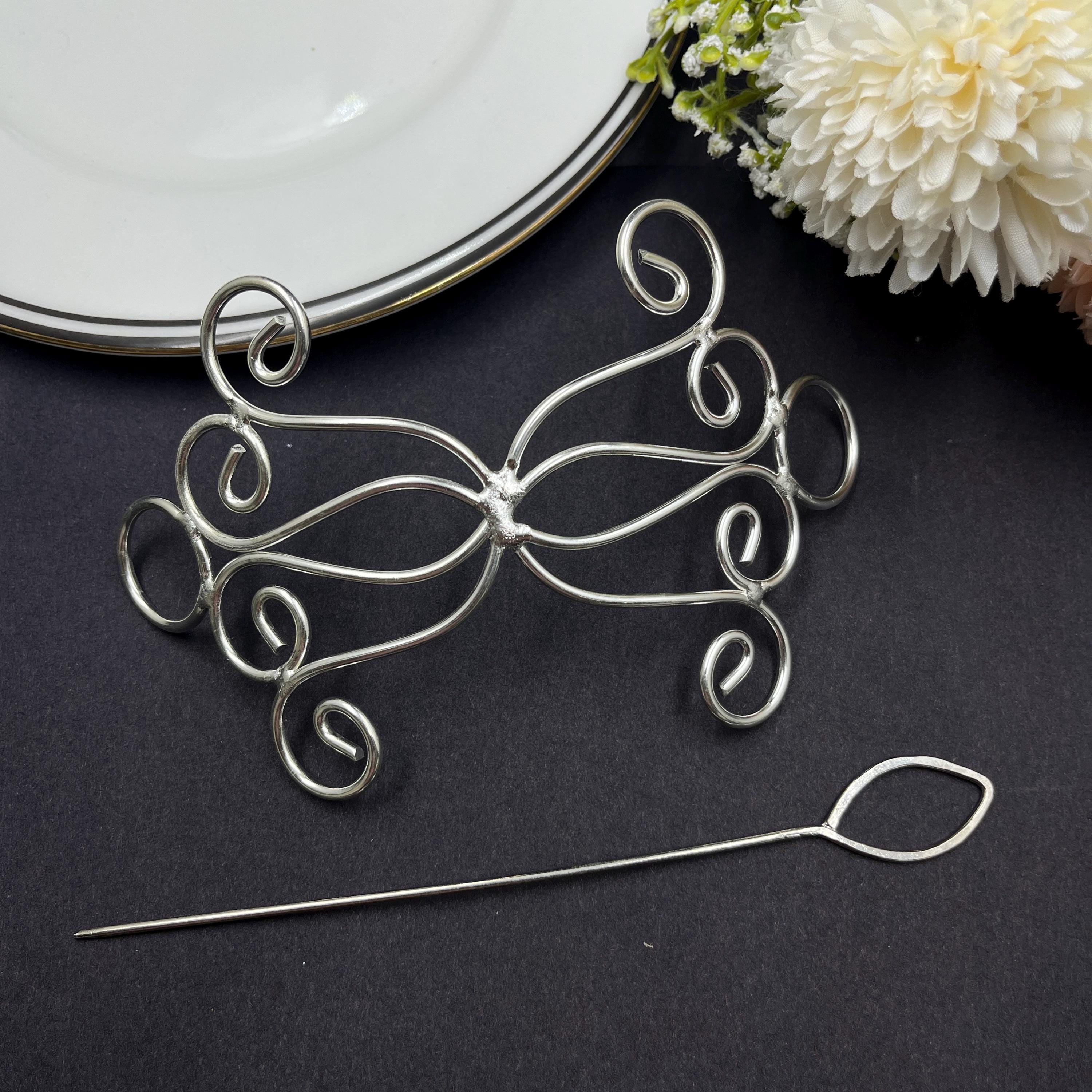 Silver Flower Hair Bun Cage With Fork Pin, Juda Hairstyle Accessory - Etsy