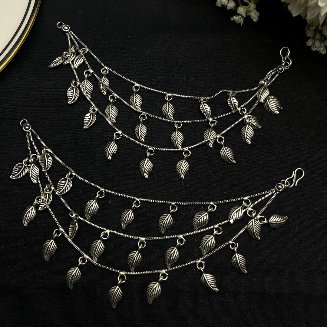 Oxidised Silver Ear Chain Kan Sahara | Indian Bridal Ear Chain Jewelry ...