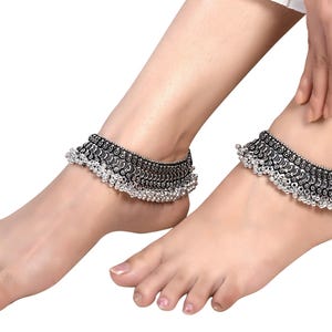 Silver Ghungroo Anklets Oxidized Indian Oxidised Jewelry, Oxidised ...