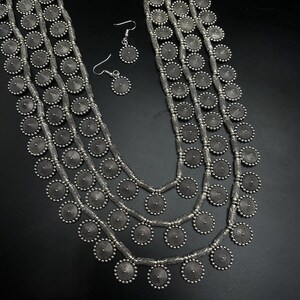 Multilayer Coin Necklace Set Indian Silver Jewellery Three Layer for ...