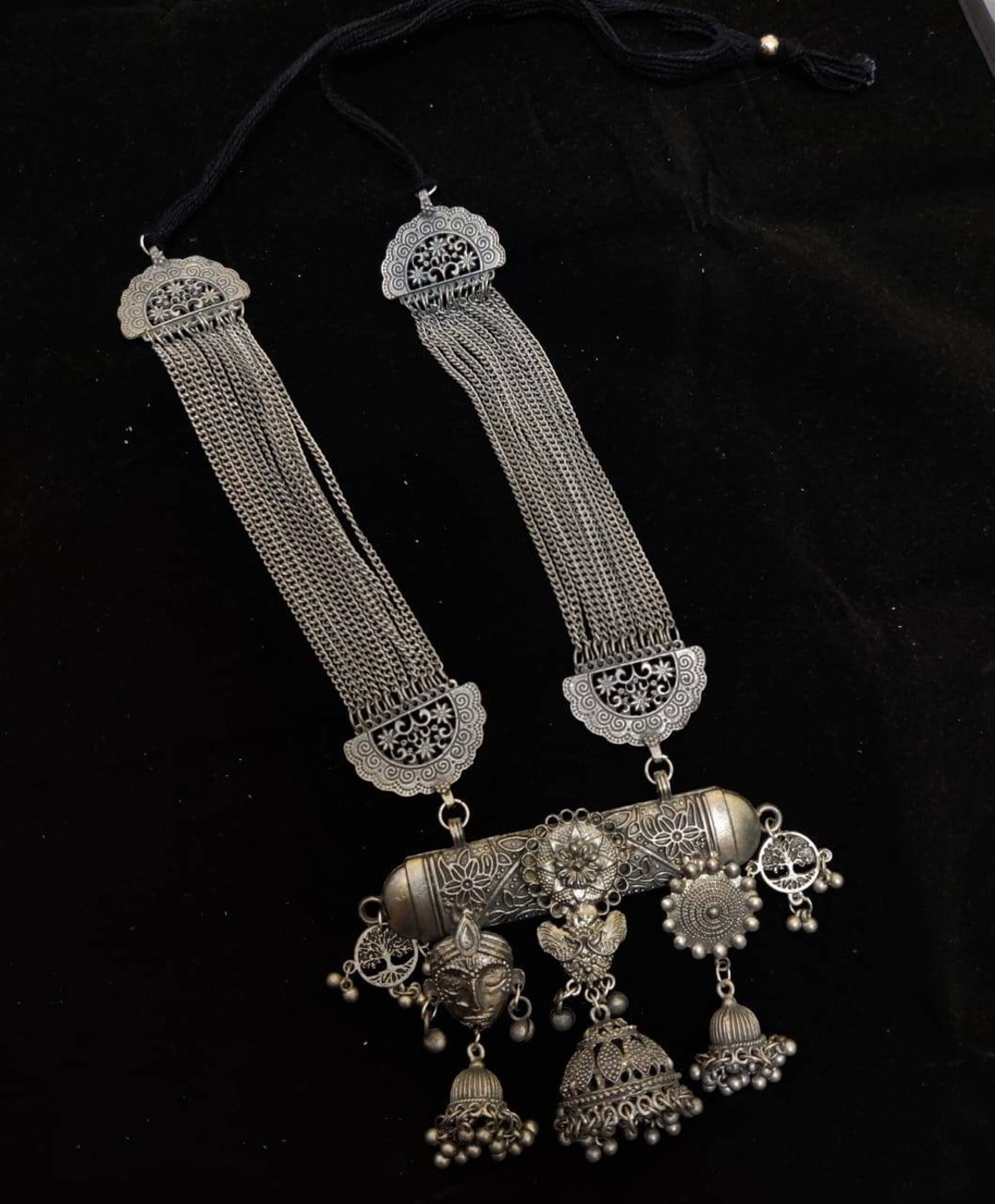 Boho Necklace Set With Earrings Oxidized Indian Jewelry - Etsy
