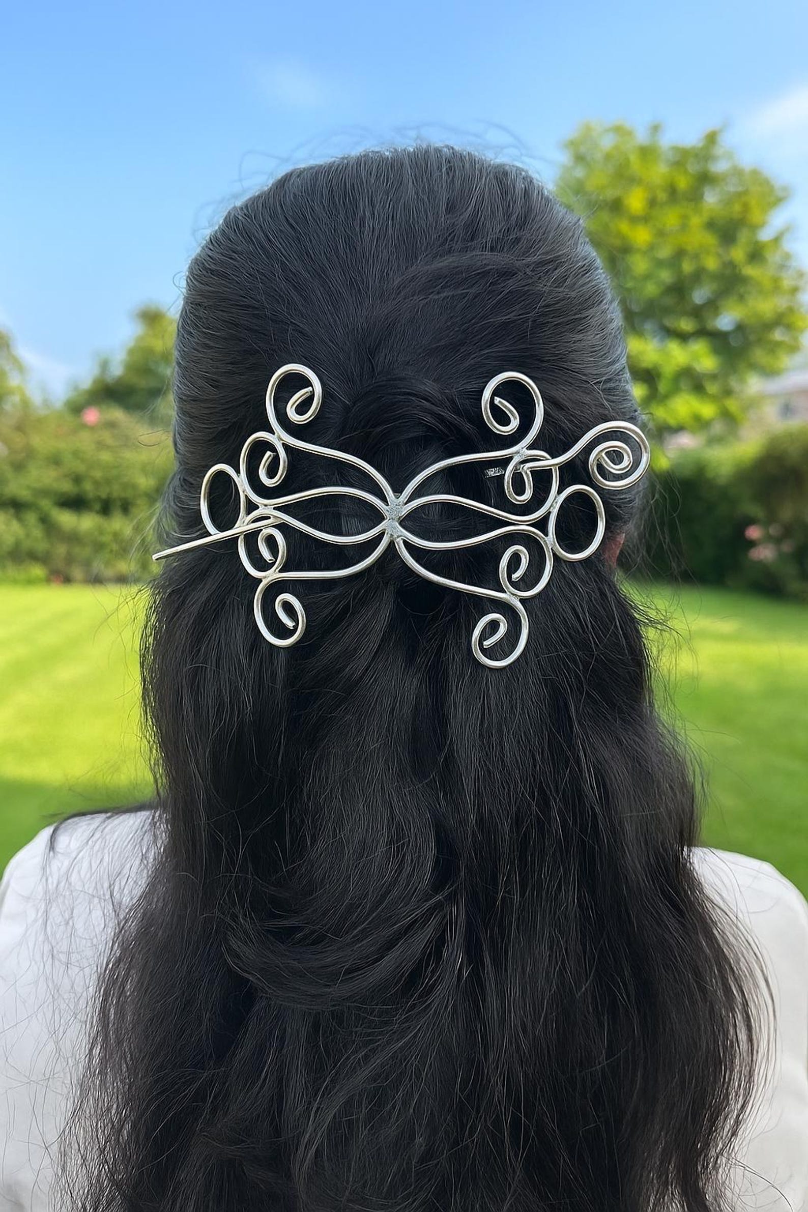 Silver Flower Hair Bun Cage With Fork Pin, Juda Hairstyle Accessory - Etsy